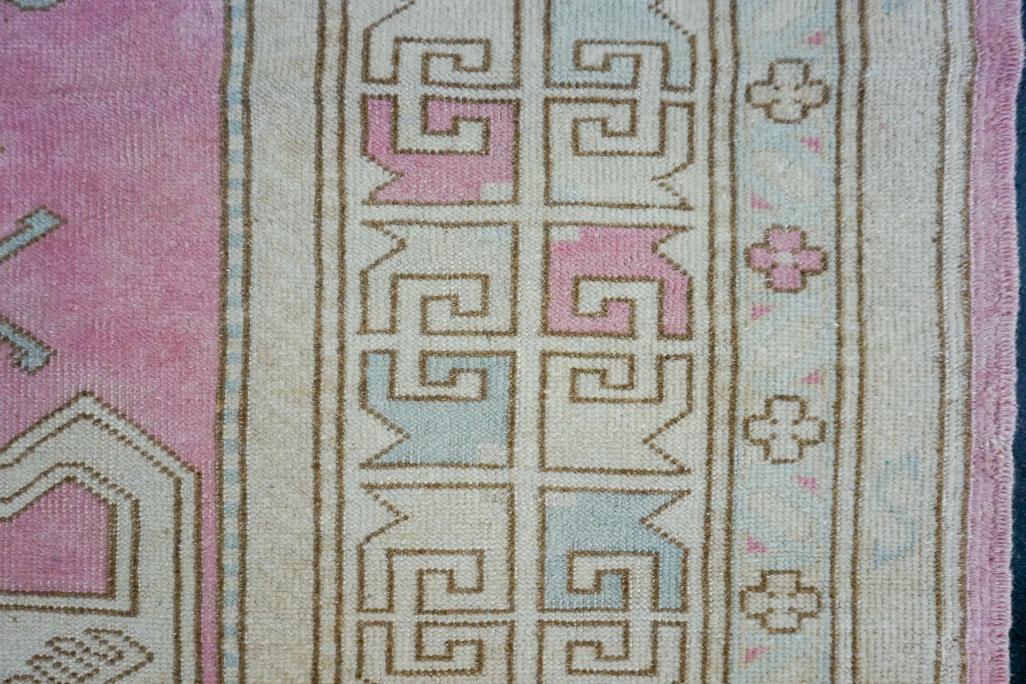 5’4 x 6’9 Vintage Turkish Milas Carpet Pink, Baby Blue and Cream ...