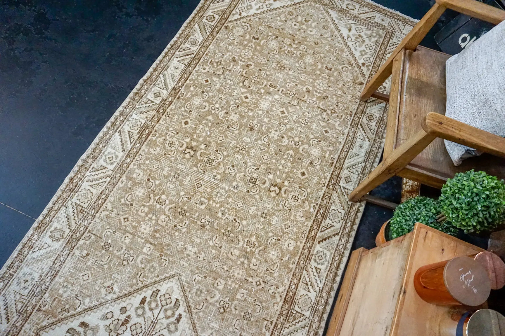 3’10 x 14’ Persian Hamadan Runner Beige, Brown and Olive Green '3027 ...